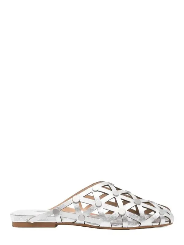 Ash Round-toe Openwork Mules - White