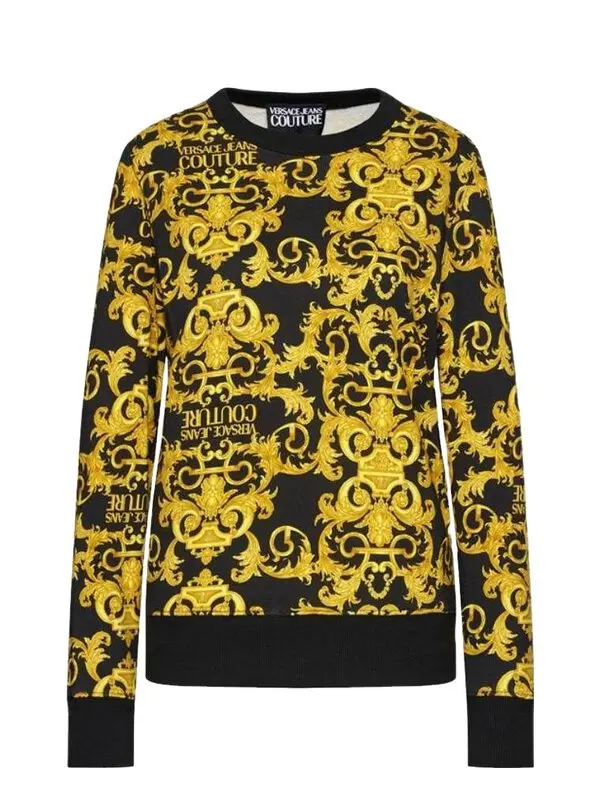 Versace Logo Baroque Cotton Sweatshirt - Black