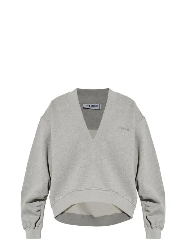 Attico Logo Embroidered V-neck Sweatshirt - Gray