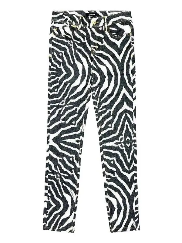 Just Cavalli Zebra Printed Straight Leg Jeans - Black
