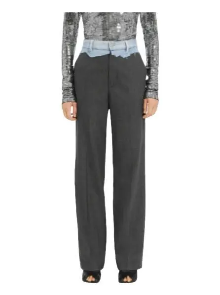 MAISON MARGIELA Paneled Wide-leg Trousers - Anthracite Color
