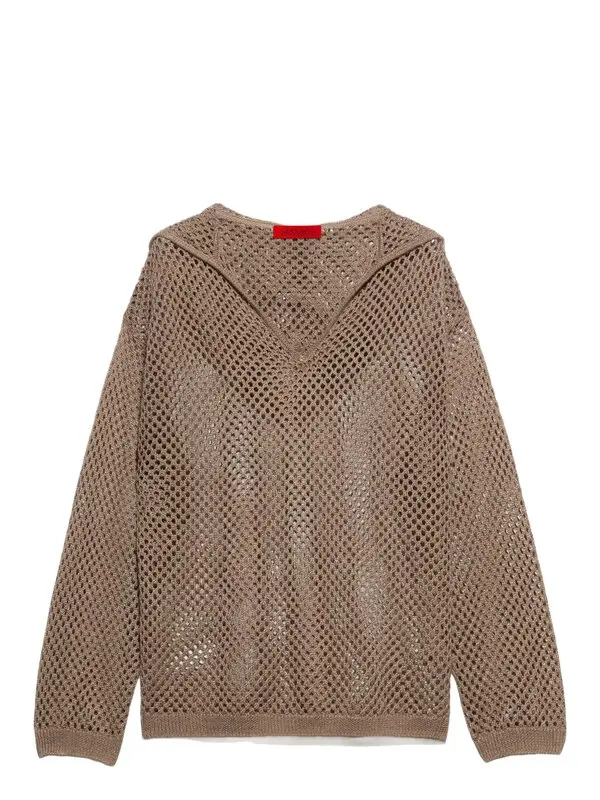 MAXCO. Max&co. Knitted Mesh Hoodie - Brown