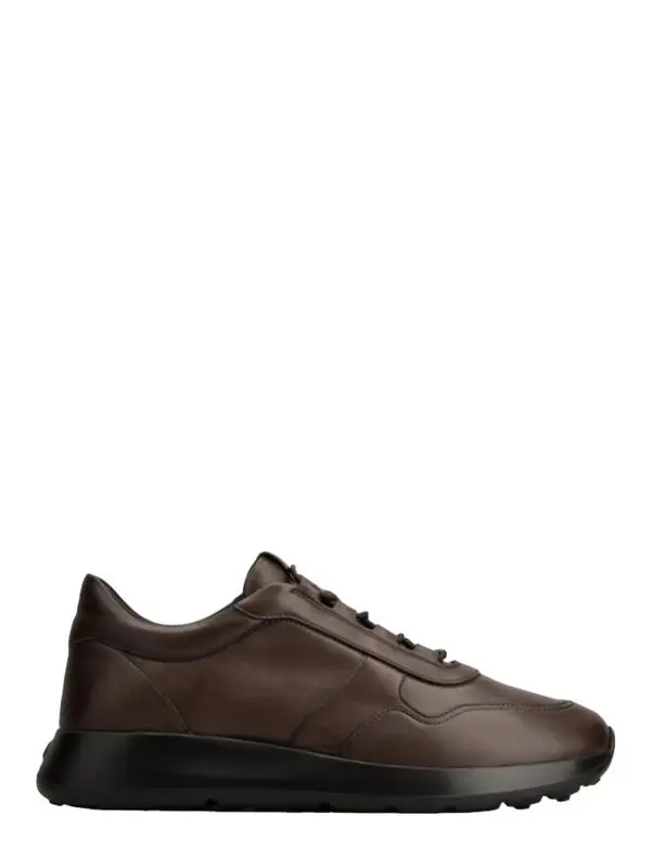 TOD'S Leather Lace-up Sneakers With Rubber Pebble Detail - Brown