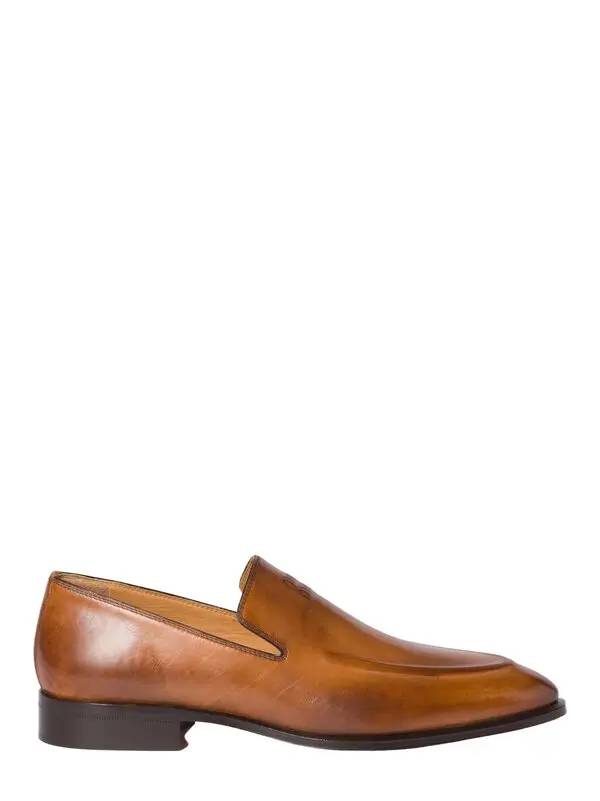 Miu Miu Logo-embossed Leather Loafers - Cognac