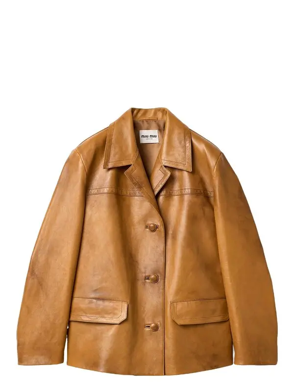 Miu Miu Leather Jacket - Brown