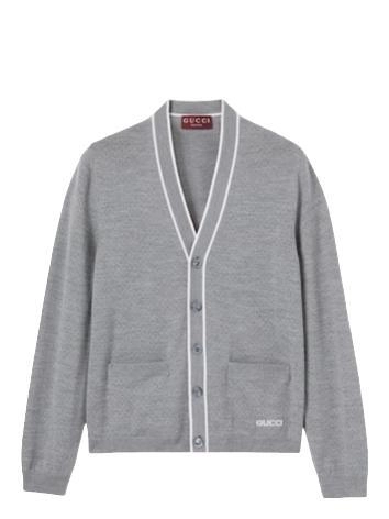 Gucci Embroidered Logo Cardigan - Grey