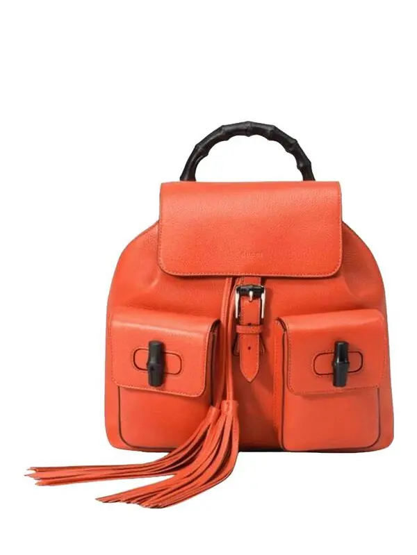 Gucci Bamboo Grain Leather Backpack - Red