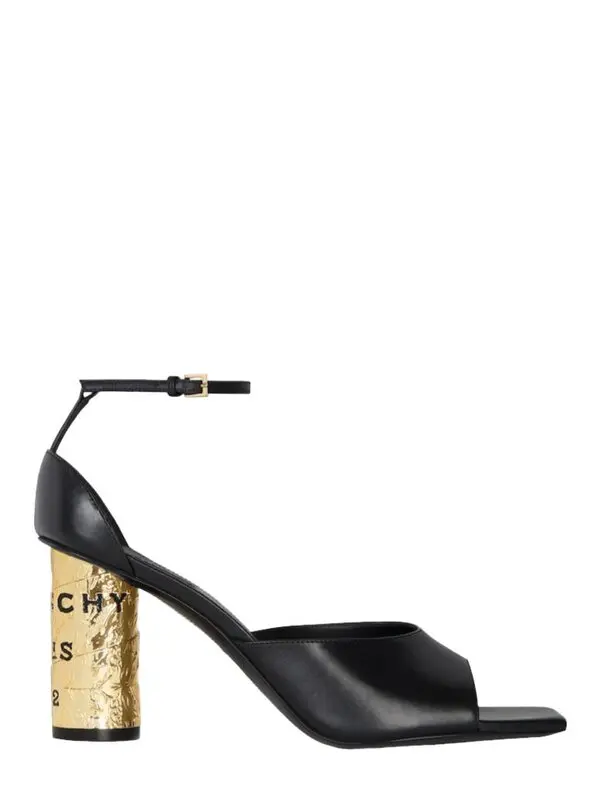 Givenchy Square Toe Open Toe Heeled Sandals With Adjustable Ankle Strap - Black