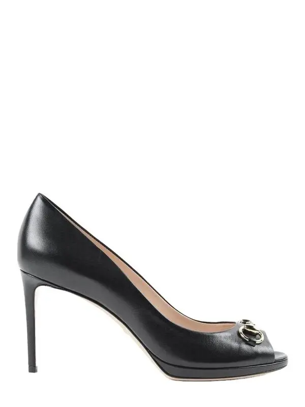 Gucci Horsebit Detail Peep-toe High Heels - Black