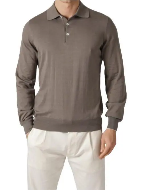 Brunello Cucinelli Long-sleeve Polo Shirt - Gray