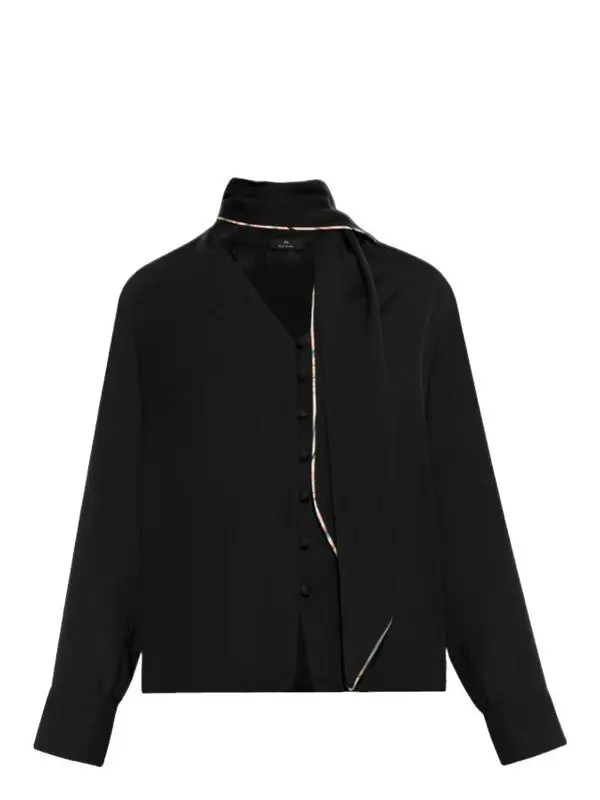 Paul Smith Decorative Tie Satin Shirt - Black