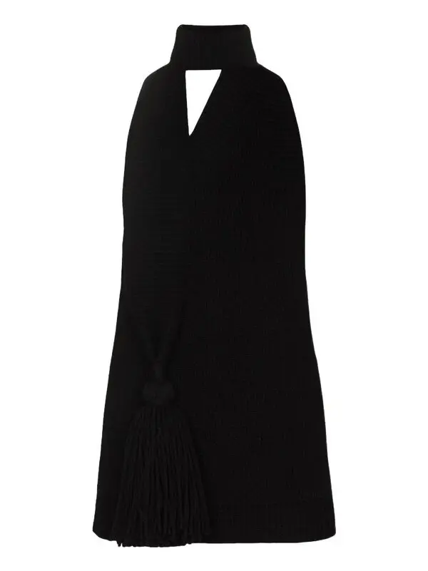 Bottega Veneta Ribbed Knit Tassel Embellished Top - Black