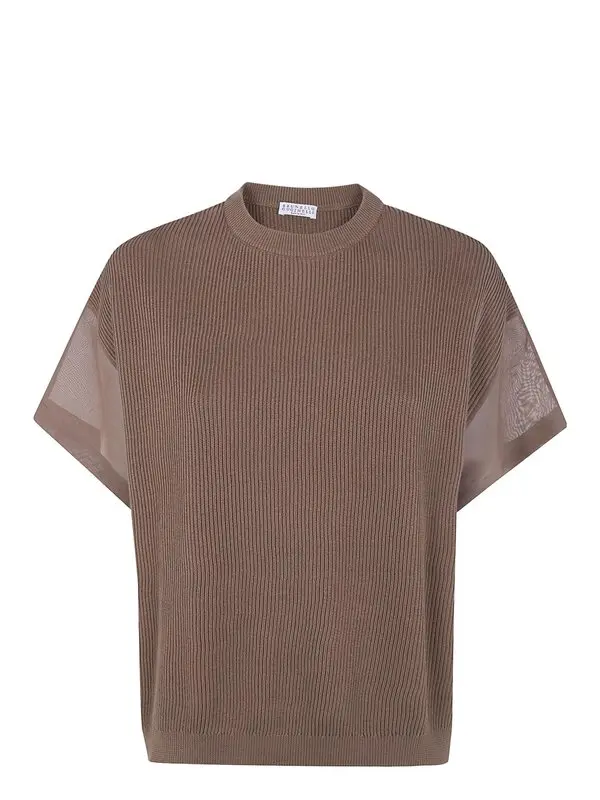 Brunello Cucinelli Short Sleeve Sweater - Brown