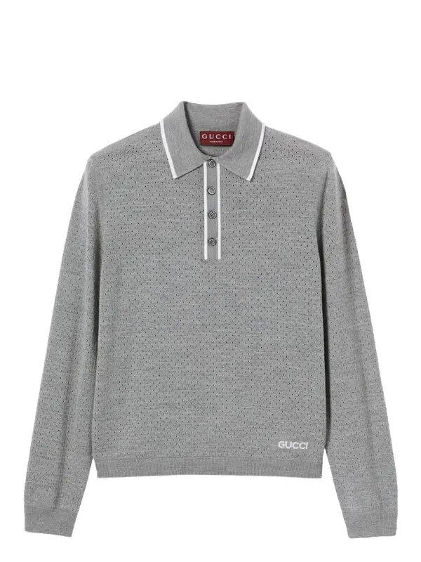 Gucci Perforated Polo Shirt - Gray