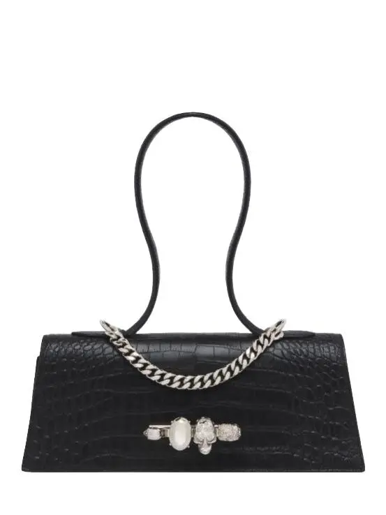 Alexander McQueen Jewelled Top Handle Shoulder Bag - Black