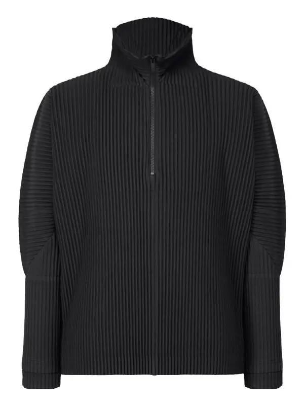 Issey Miyake Homme Plissé Pleated Zip-up Jacket - Black