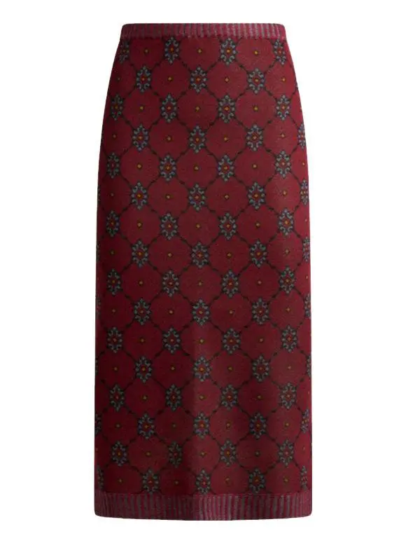 Etro Patterned Knit Midi Skirt - Brown
