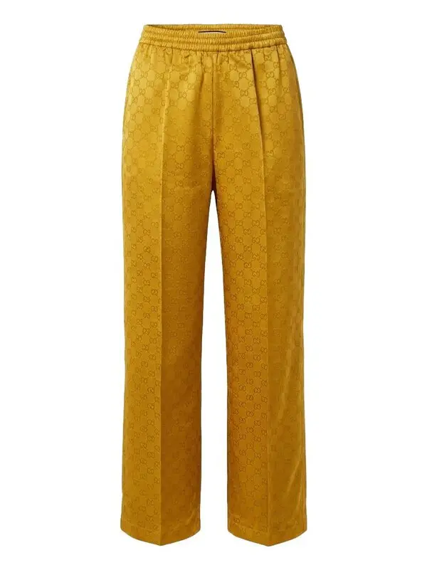 Gucci Monogrammed Straight-leg Pants - Brown