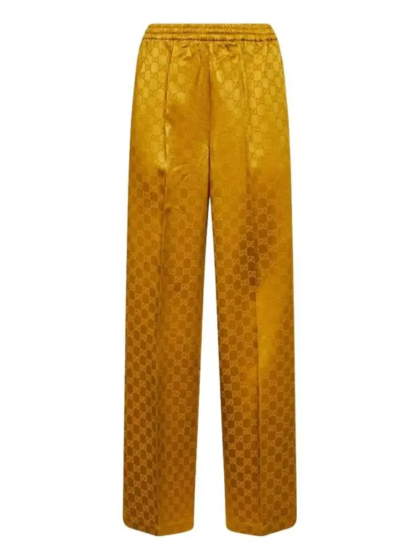 Gucci Monogrammed Straight-leg Pants - Brown