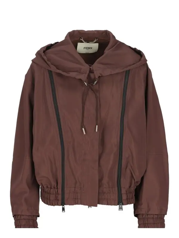 Fendi Double-zip Hooded Jacket - Mahogany Brown