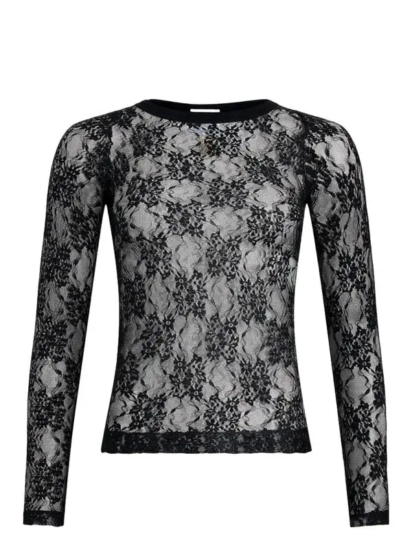 PATOU Lace Knit Second Skin Top - Black