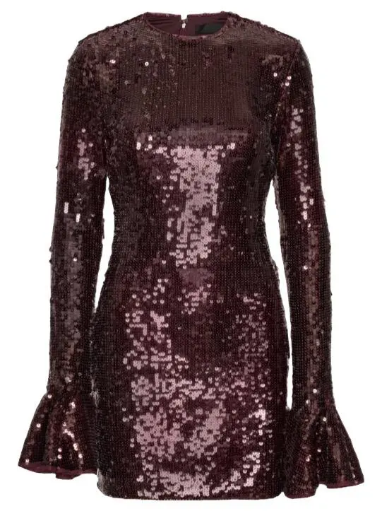ROTATE BY BIRGER CHRISTENSEN Sequinned Crewneck Mini Dress - Black
