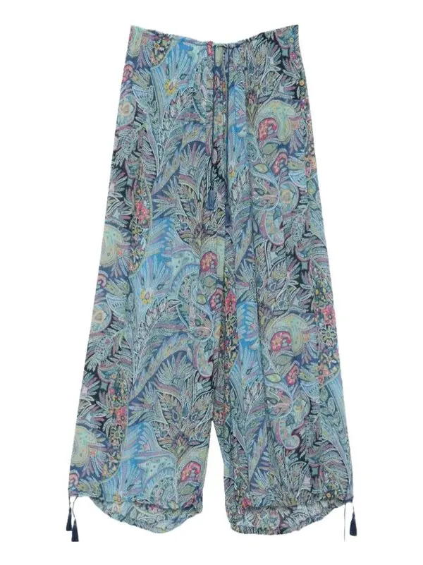 Etro Paisley Wide-leg Pants - Blue