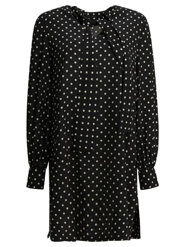 Valentino Garavani Polka Dot Printed Long-sleeve Dress - Black