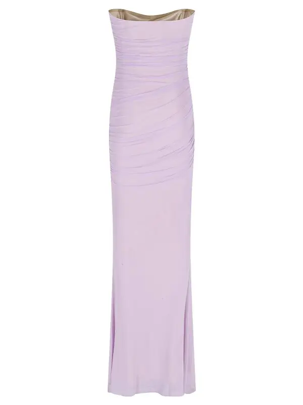 Retrofete Draped Ruched Maxi Dress - Purple