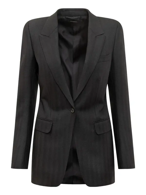 TOM FORD Striped Tailored Jacket - Black