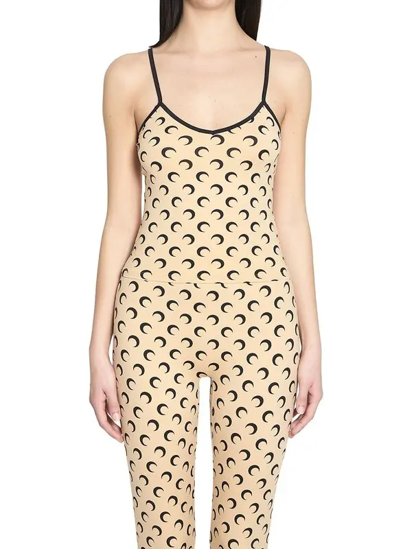 MARINE SERRE Moon Print Jersey Strappy Top - Nude