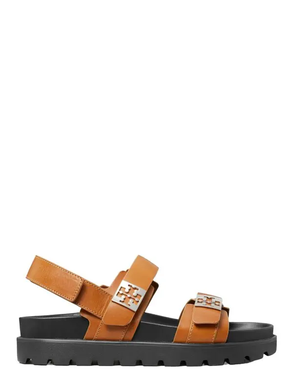 Tory Burch Mellow Sport Sandals With Branded Hardware - Cuoio / Perfect Black / Silver