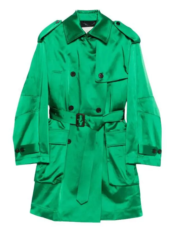 Dries Van Noten Long-sleeved Belted Trench Coat - Green