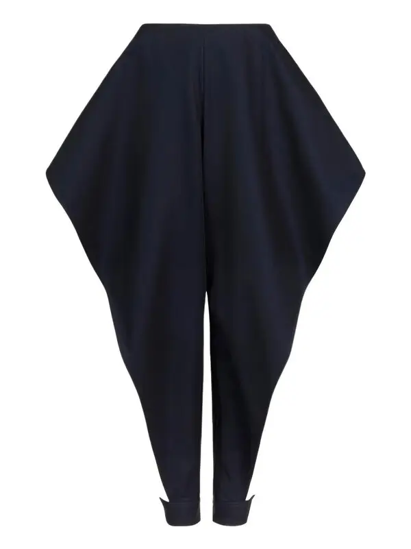 Alaïa Mid-rise Tapered Leg Trousers With Ruffled Edges - Black