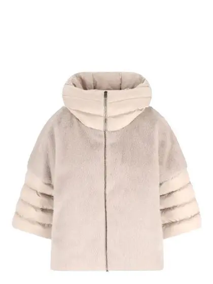 Herno Quilted-panel Faux-fur Jacket - Nude