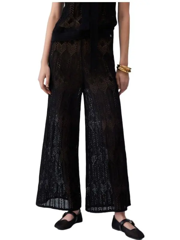 Liu Jo Openwork Wide-leg Pants - Black