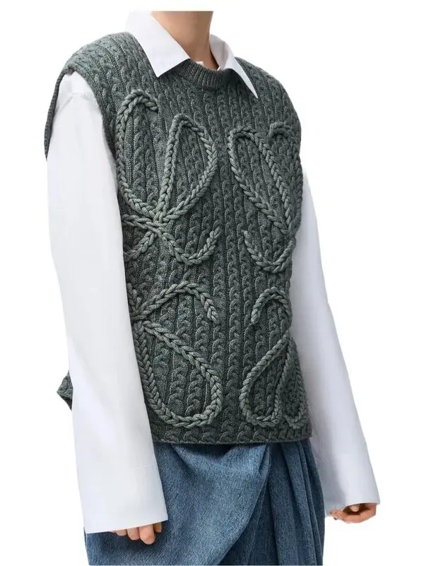 Loewe Anagram Knitted Vest - Khaki Green
