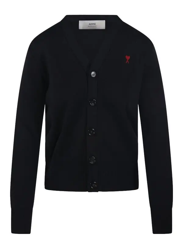 Ami V-neck Buttoned Cardigan - Black