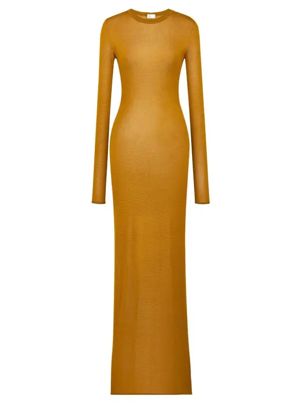 Saint Laurent Semi-sheer Long-sleeve Maxi Dress - Turmeric