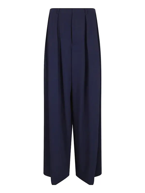 Polo Ralph Lauren Greer Pleated Wide-leg Pants - Navy Blue