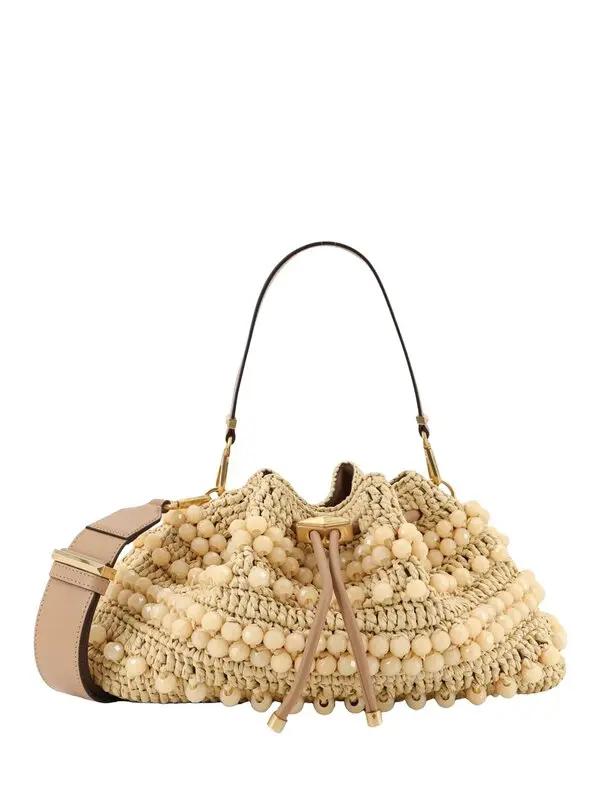 JIMMY CHOO Bon Bon Beaded Shoulder Bag - Nude