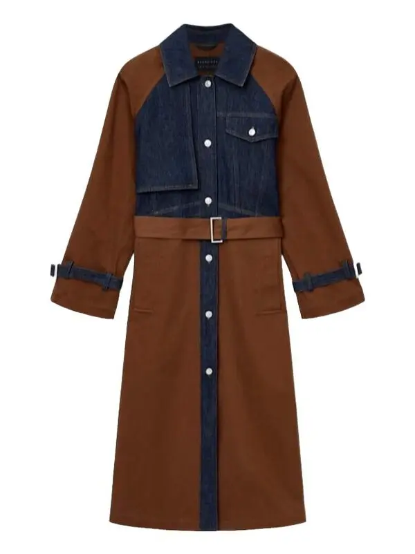 ALLSAINTS Dayly Belted Panel Coat - Cognac Brown
