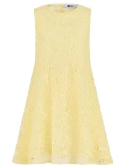 Dior Sleeveless Embroidered Dress - Yellow