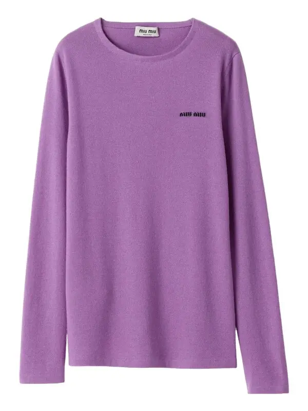 Miu Miu Crewneck Long-sleeve Jumper - Rattan Purple