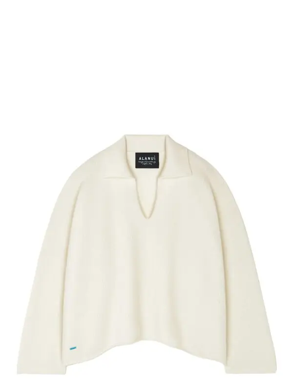 Alanui Polo-collar Ribbed Sweater - White