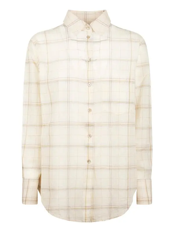 FORTE_FORTE Crepe Shirt With Checkered Pattern - White