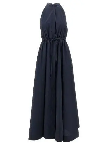 Emporio Armani Sleeveless Maxi Dress With Drawstring - Black