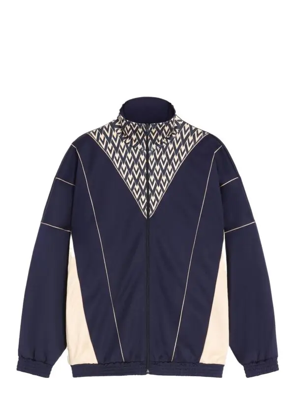 Valentino Garavani Acetate Sweatshirt With Zip And Inlaid Toute La V Print - Blu/burro