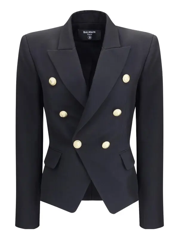 Balmain Double-breasted Wool Jacket - Black