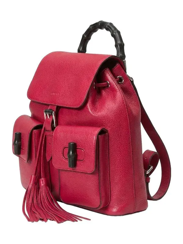 Gucci Grain Logo Backpack With Tassel Details - Red